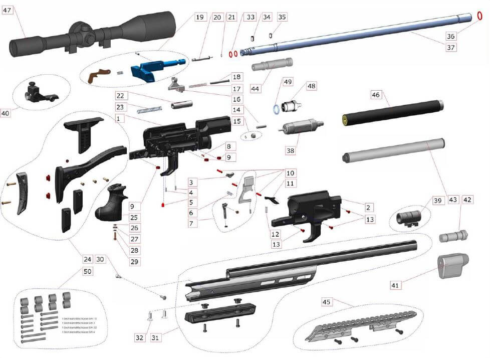 Hämmerli Ersatzteile für Pressluftgewehr AR 20 und AR20 FT